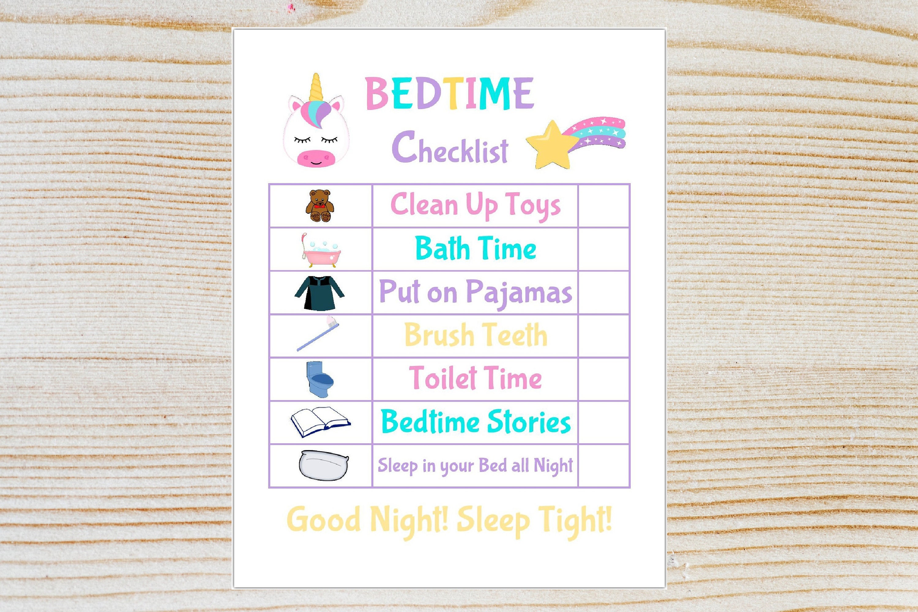Kids Routine Unicorn Morning/bedtime Checklist Printable | Chore Chart ...