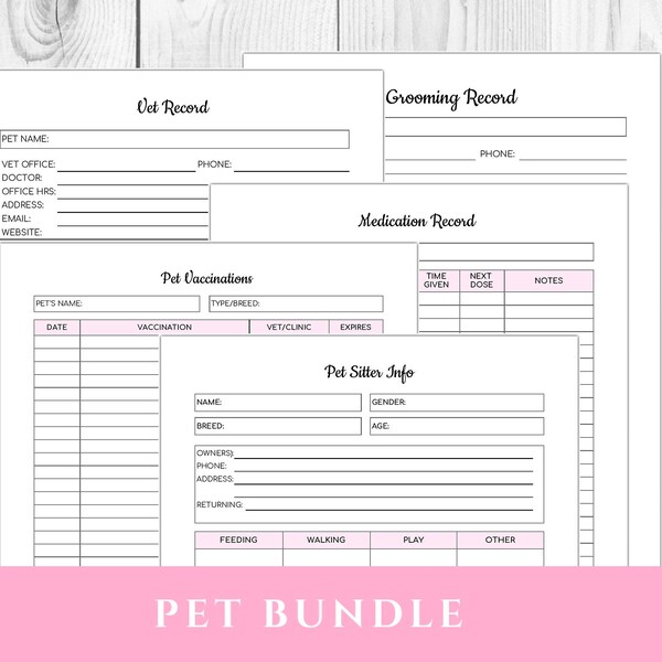 Vet Record Printable - Etsy