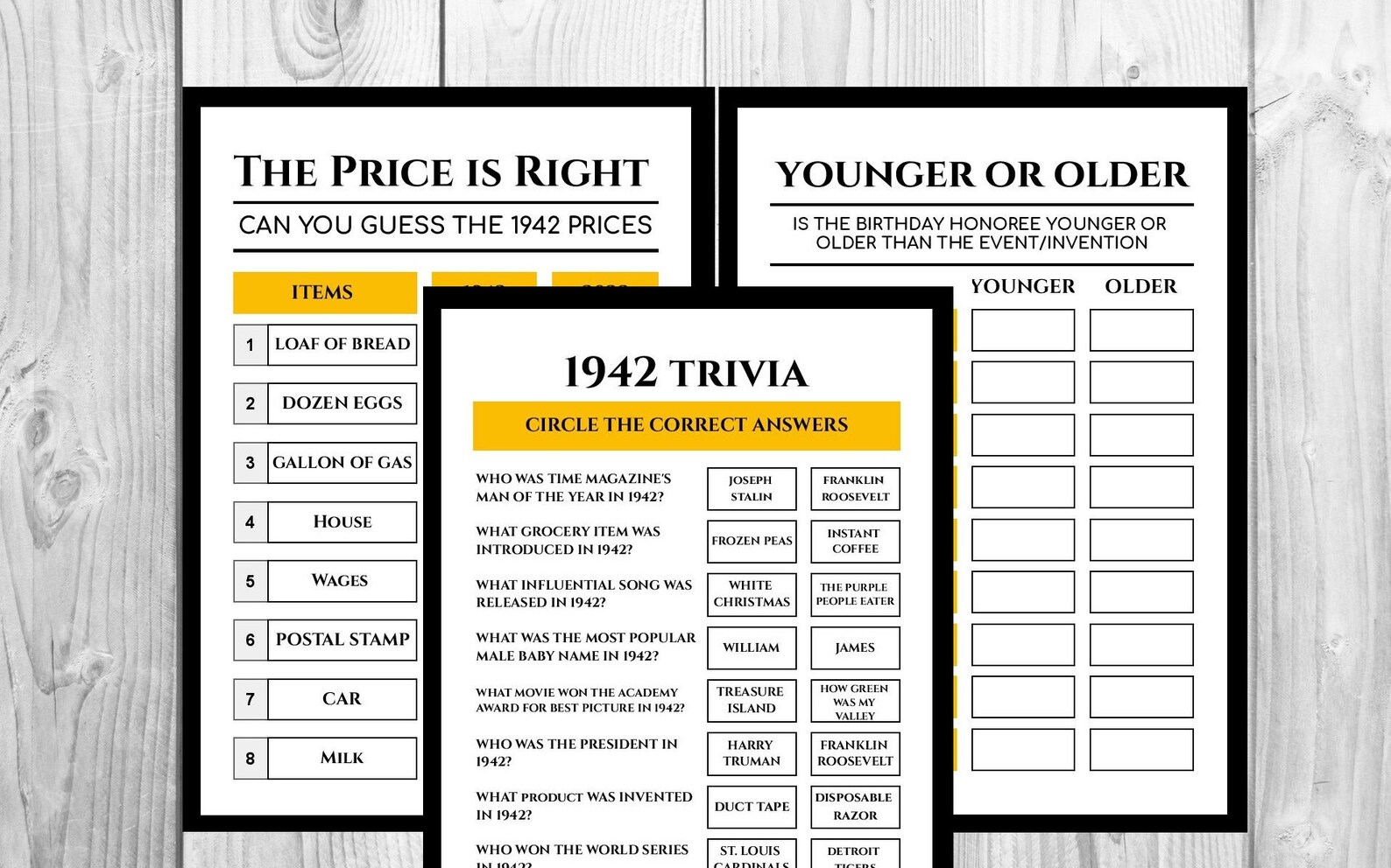 80th Birthday Party Games 1940s Games Born in 1942 - Etsy