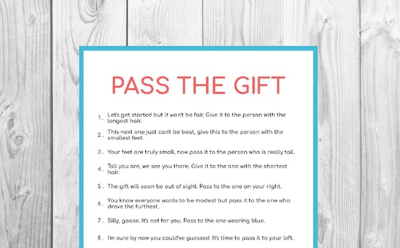 Pass the Gift Game Birthday Game Family Game Kids Games - Etsy