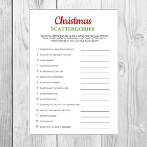 Christmas Scattergories | Xmas Scattergories | Christmas Games |holiday ...
