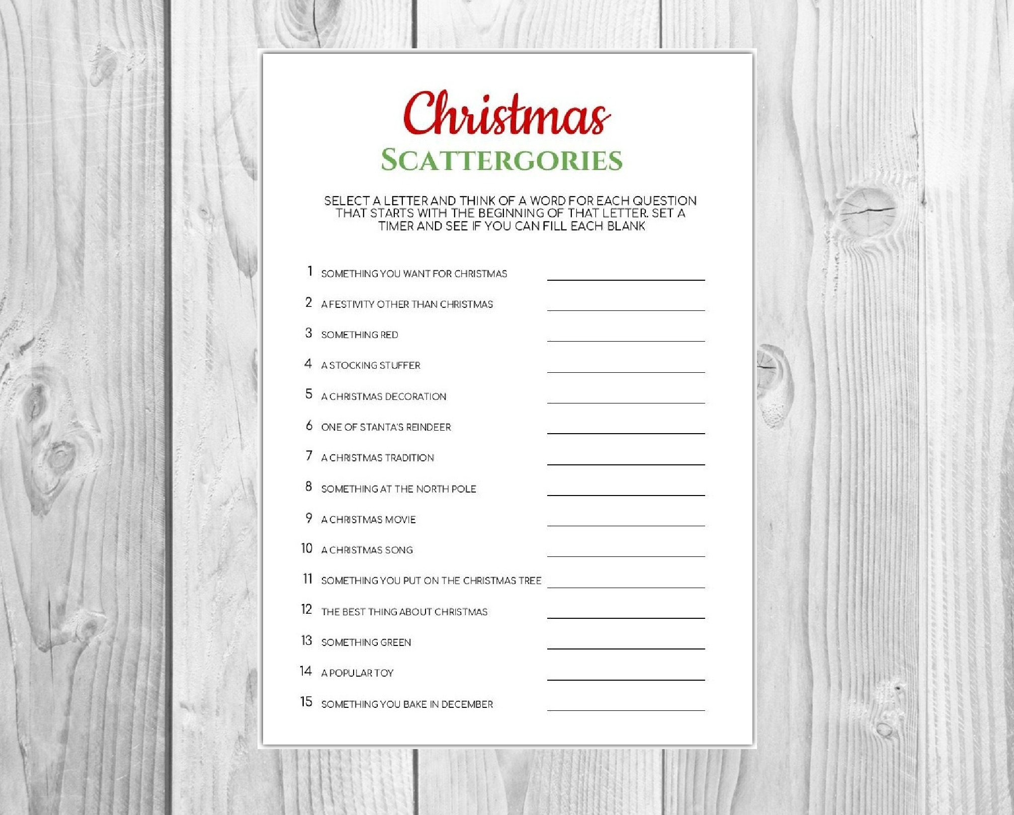 Christmas Scattergories Xmas Scattergories Christmas Games - Etsy