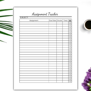 Assignment Tracker Printable Editable - Grade Tracker-pdf - Homework ...
