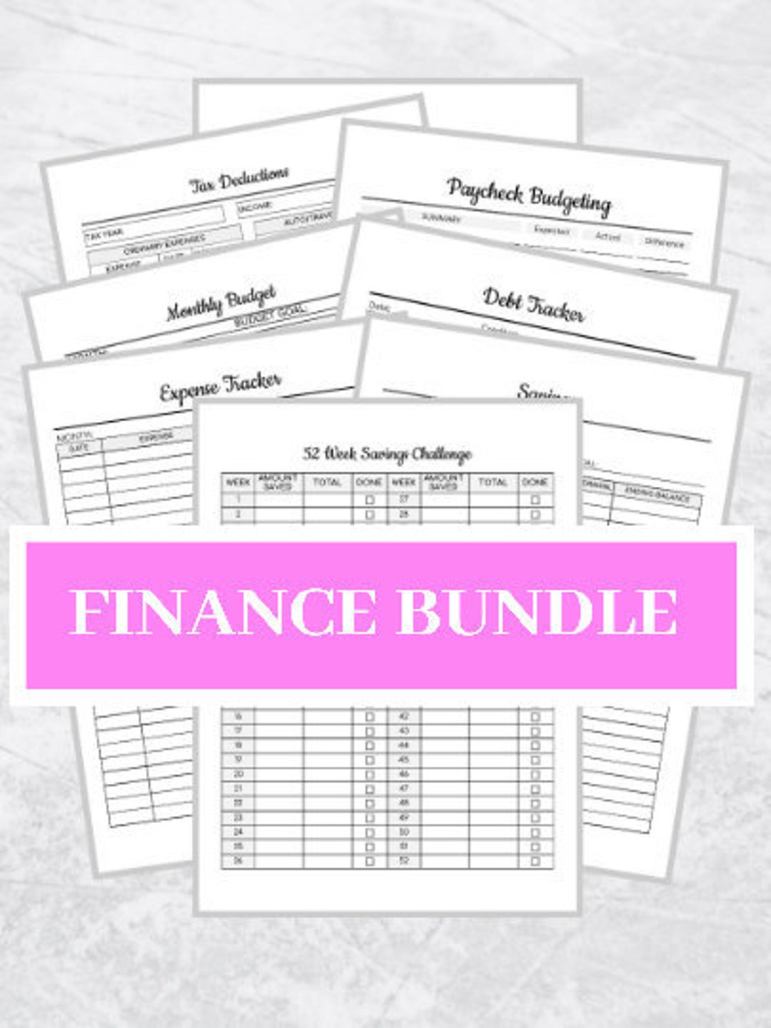 Finance Bundle Printable Finance Savings Tracker Debt Tracker Expense ...