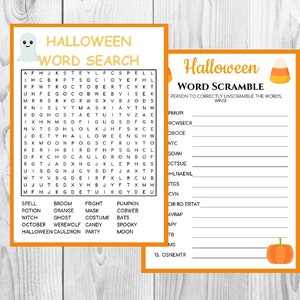 Halloween Games Printable Word Search Word Scramble Kid Games Printable ...