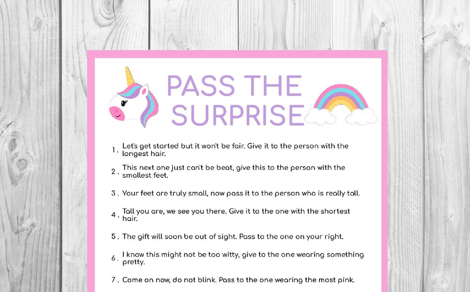 Pass the Gift Unicorn Game Girls Birthday Game Family Game - Etsy