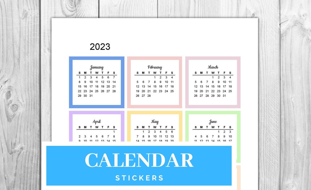 Calendar Stickers 2023 Colorful Mini Calendar Erin Condren Bullet ...
