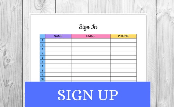 Sign up Sheet Printable Editable Event Sheet Email List | Etsy