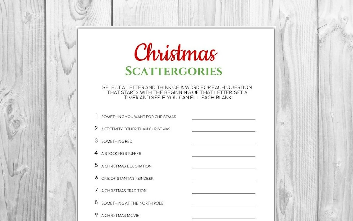 Christmas Scattergories Xmas Scattergories Christmas Games | Etsy