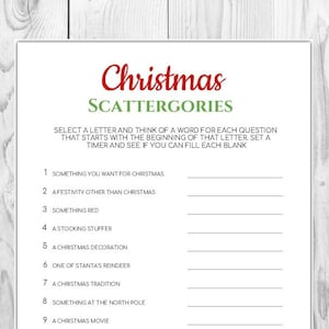 Christmas Scattergories | Xmas Scattergories | Christmas Games |holiday ...