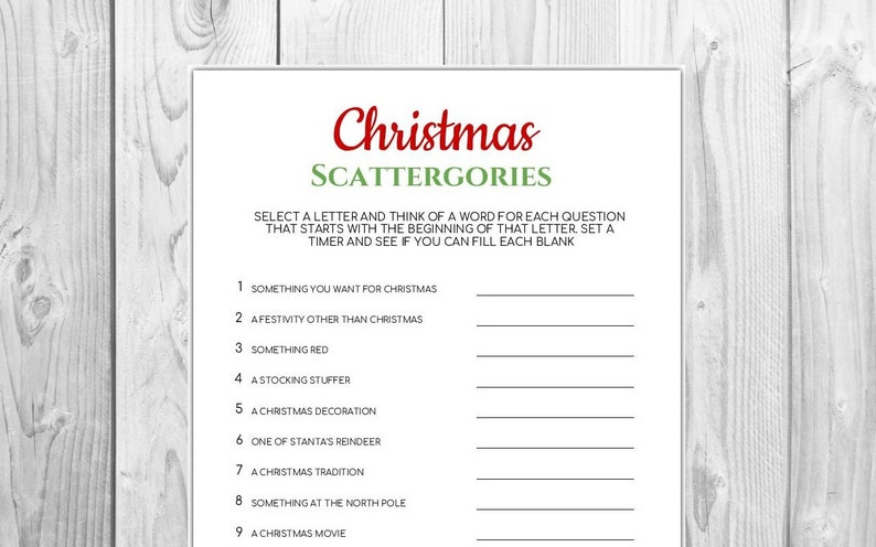 Christmas Scattergories Xmas Scattergories Christmas Games | Etsy