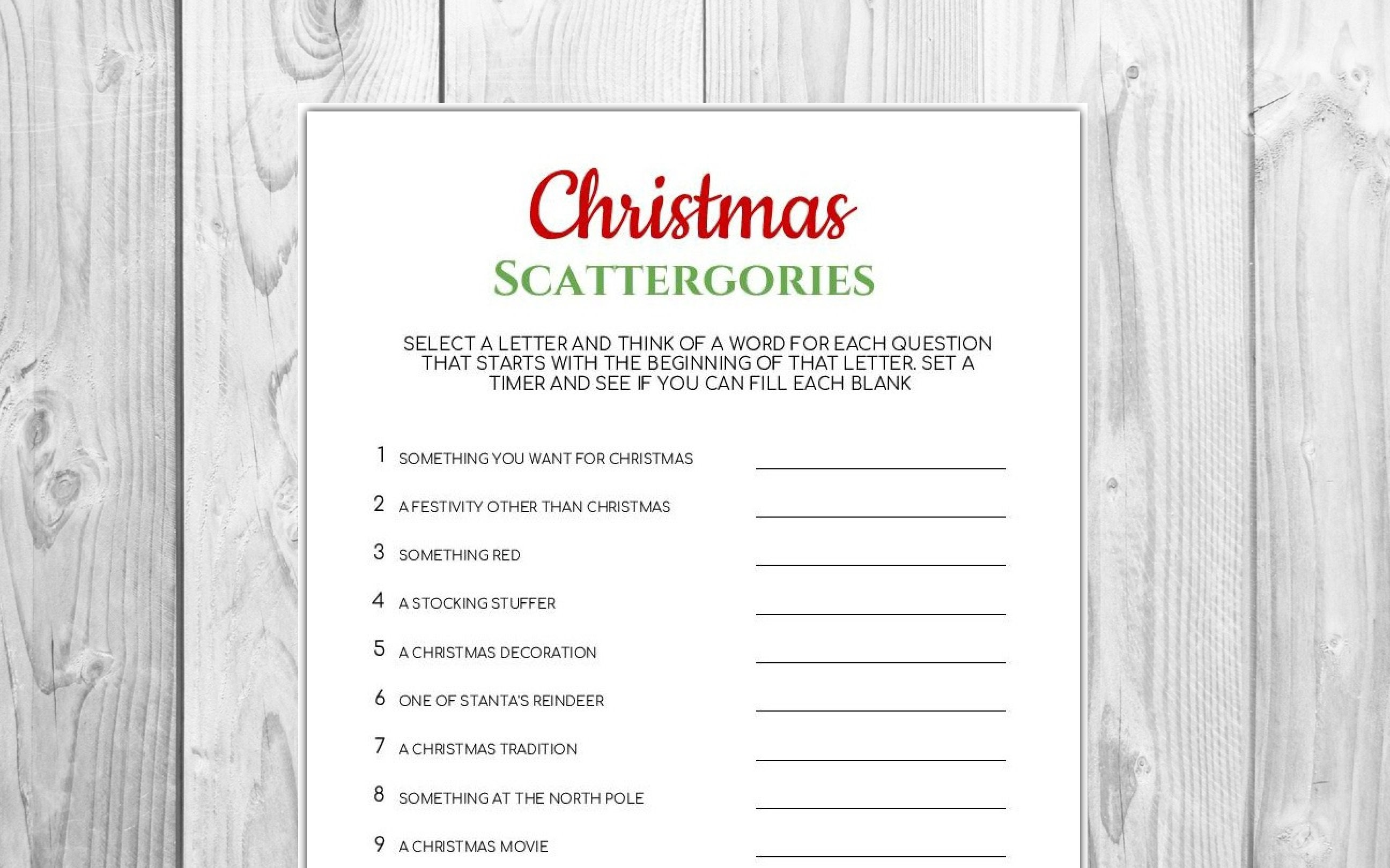 Christmas Scattergories Xmas Scattergories Christmas Games | Etsy