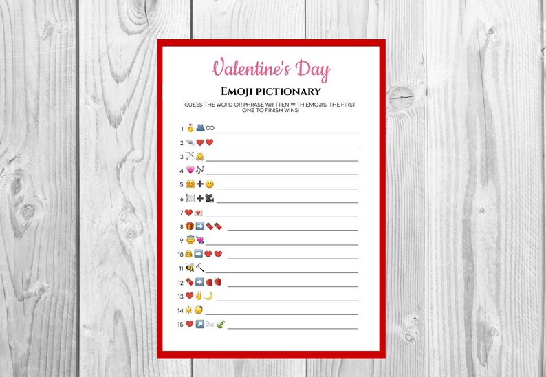Valentine's Day Emoji Pictionary Kid Games Family | Etsy