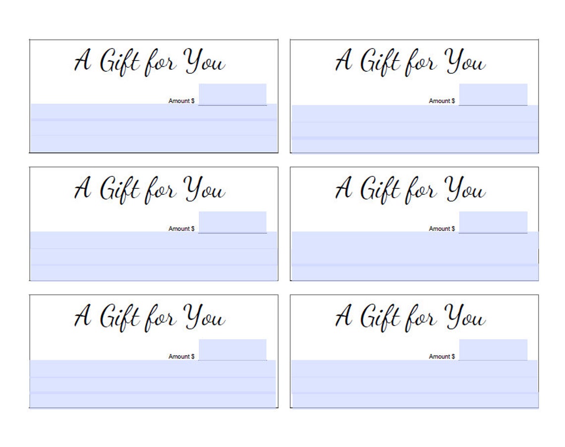 Gift Certificate Printable Gift Card Editable Gift | Etsy