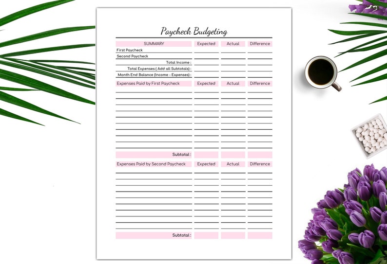 Pink Budget Printable Editable Paycheck Budgeting Personal | Etsy