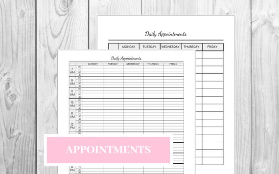 Daily Appointments Printable Editable Appointment Sheet | Etsy