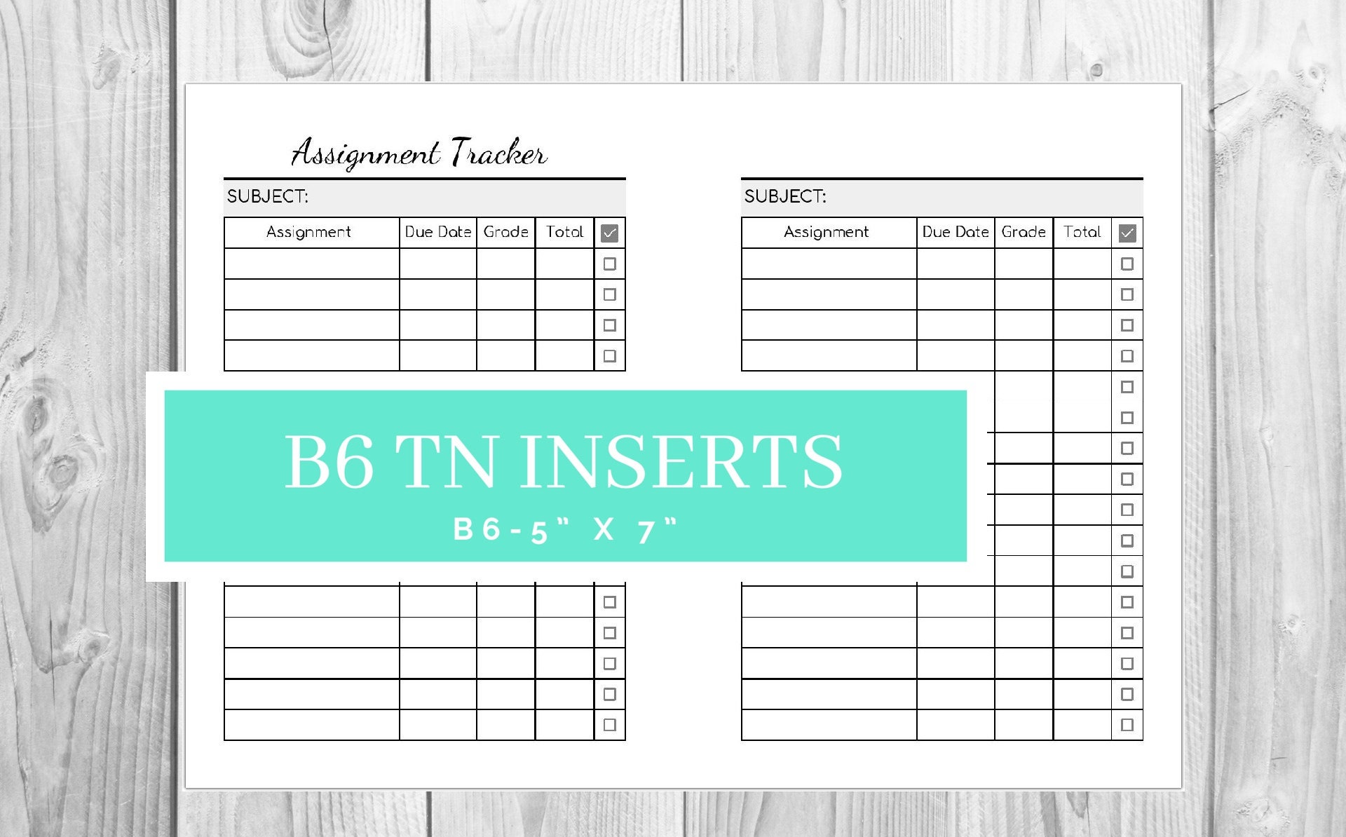 B6 TN Assignment Tracker Printable Homework Tracker | Etsy
