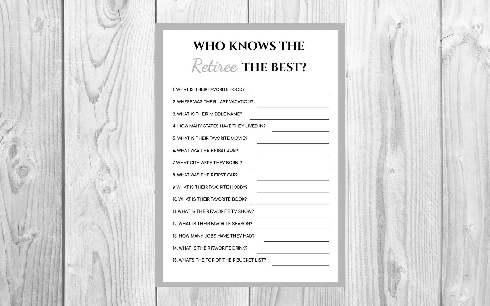 Retirement Party Game Printable Who Knows the Retiree What | Etsy