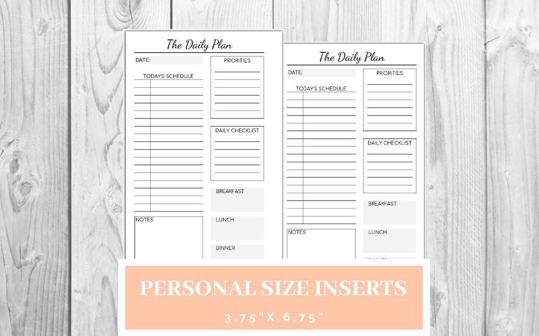 Personal Size Daily Planner Printable Personal Inserts Undated Planner ...