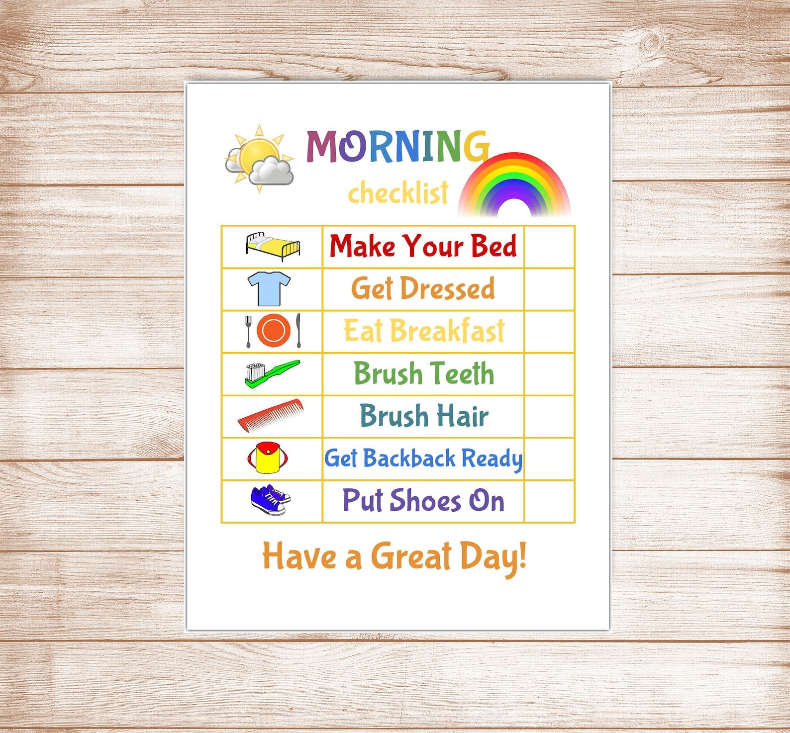 Kids Morning/bedtime Checklist Printable Chore Chart Kid - Etsy