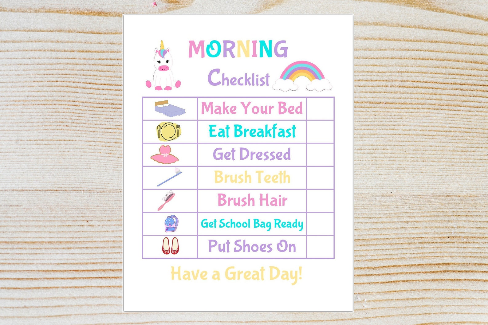 Kids Routine Unicorn Morning/bedtime Checklist Printable - Etsy Australia