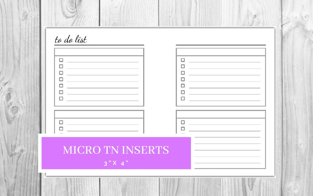 Micro TN To-do Checklist Idea List Printable Planner Brain Dump-instant ...
