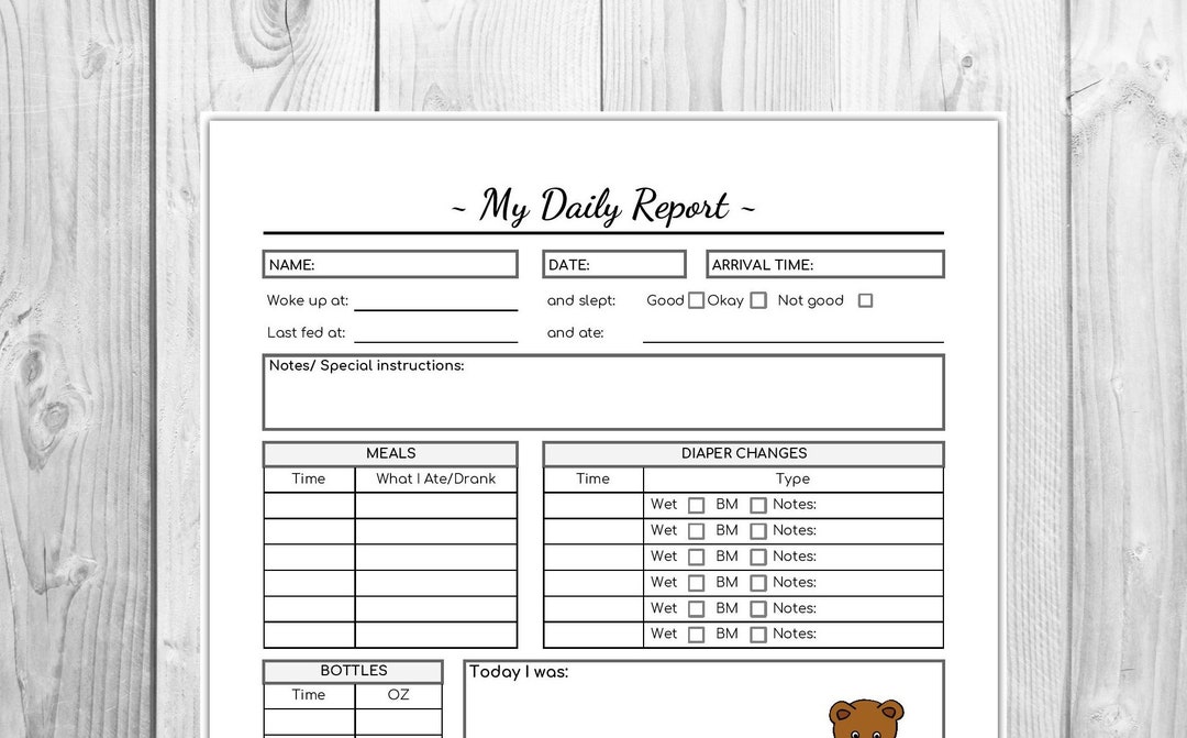 Infant Report Printable | Toddler Report | Babysitter Report | Baby Log ...
