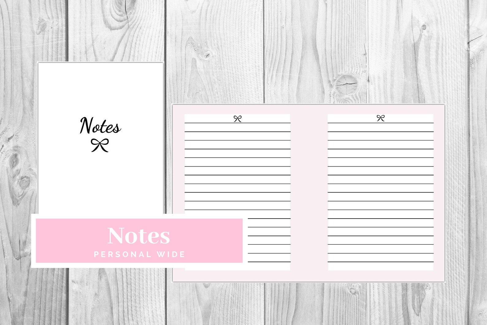 Personal Wide Pink Bow Notes Blank Notes 4.75 X 6.75 - Etsy