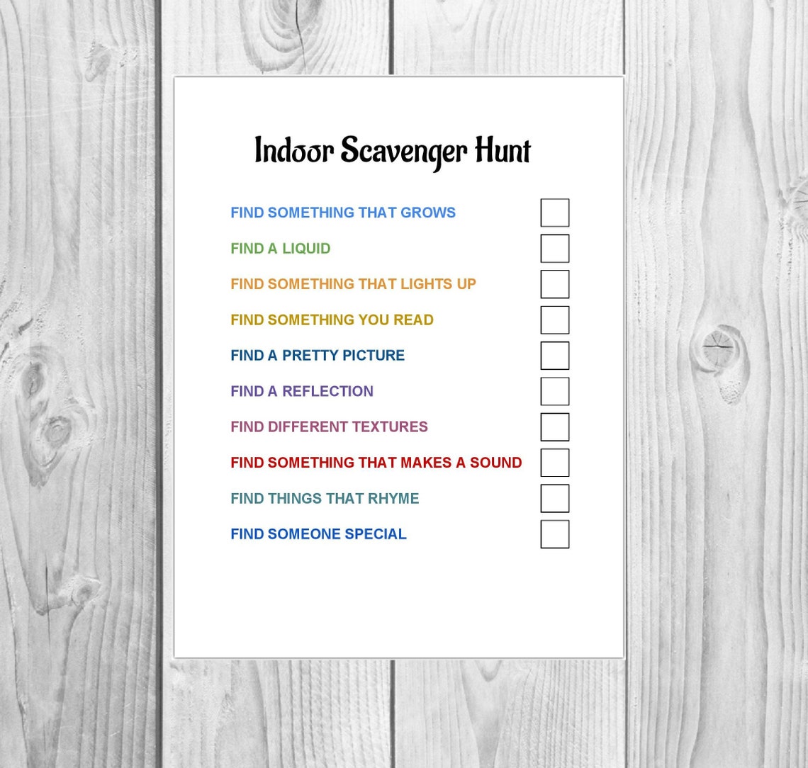 Kids Indoor Scavenger Hunt Home Activity Educational Fun | Etsy