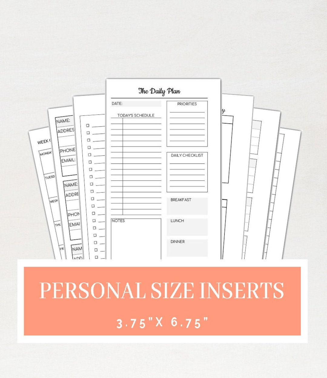 Personal Size Bundle Daily Planner Printable Notes - Etsy