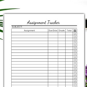 Assignment Tracker Printable Editable - Grade Tracker-pdf - Homework ...