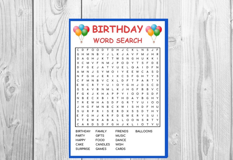 Birthday Word Scramble & Word Search Kid Games Birthday - Etsy