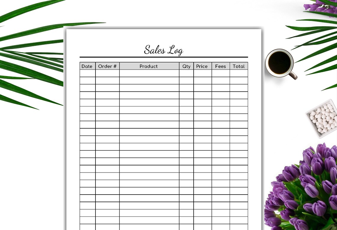 Sales Log Printable Sales Tracker Online Order Etsy | Etsy