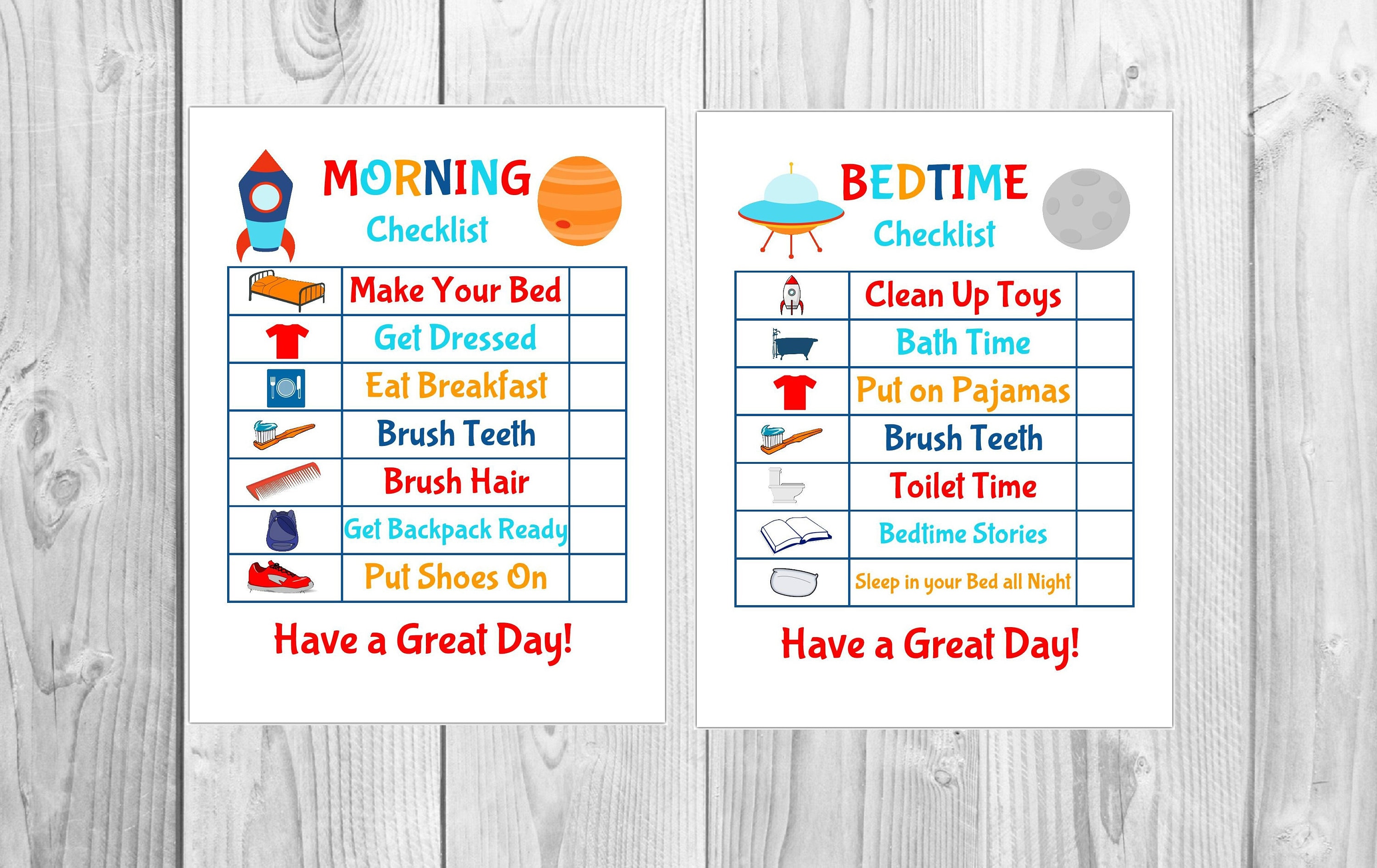 Kids Routine Space Morning/bedtime Editable Checklist - Etsy