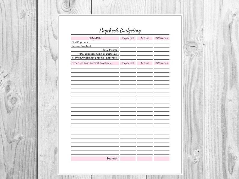 Pink Budget Printable Editable Paycheck Budgeting Personal - Etsy