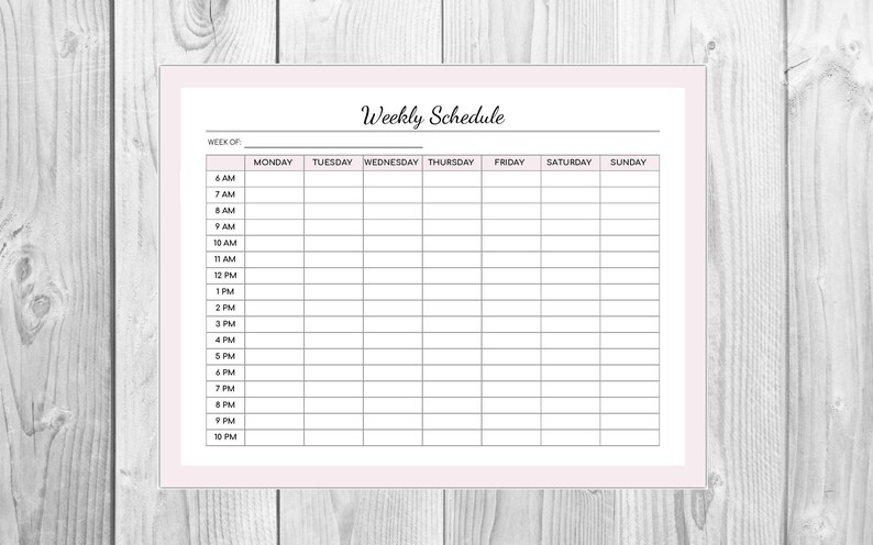 Weekly Schedule Pink Editable PDF Hourly Schedule Printable - Etsy
