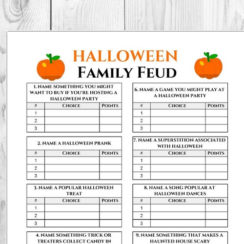Halloween Family Feud Halloween Game Printable Halloween - Etsy