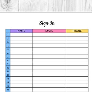 Sign up Sheet Printable | Editable Event Sheet | Email List | Contact ...