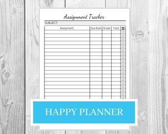 Happy Planner Assignment Tracker Printable - Etsy