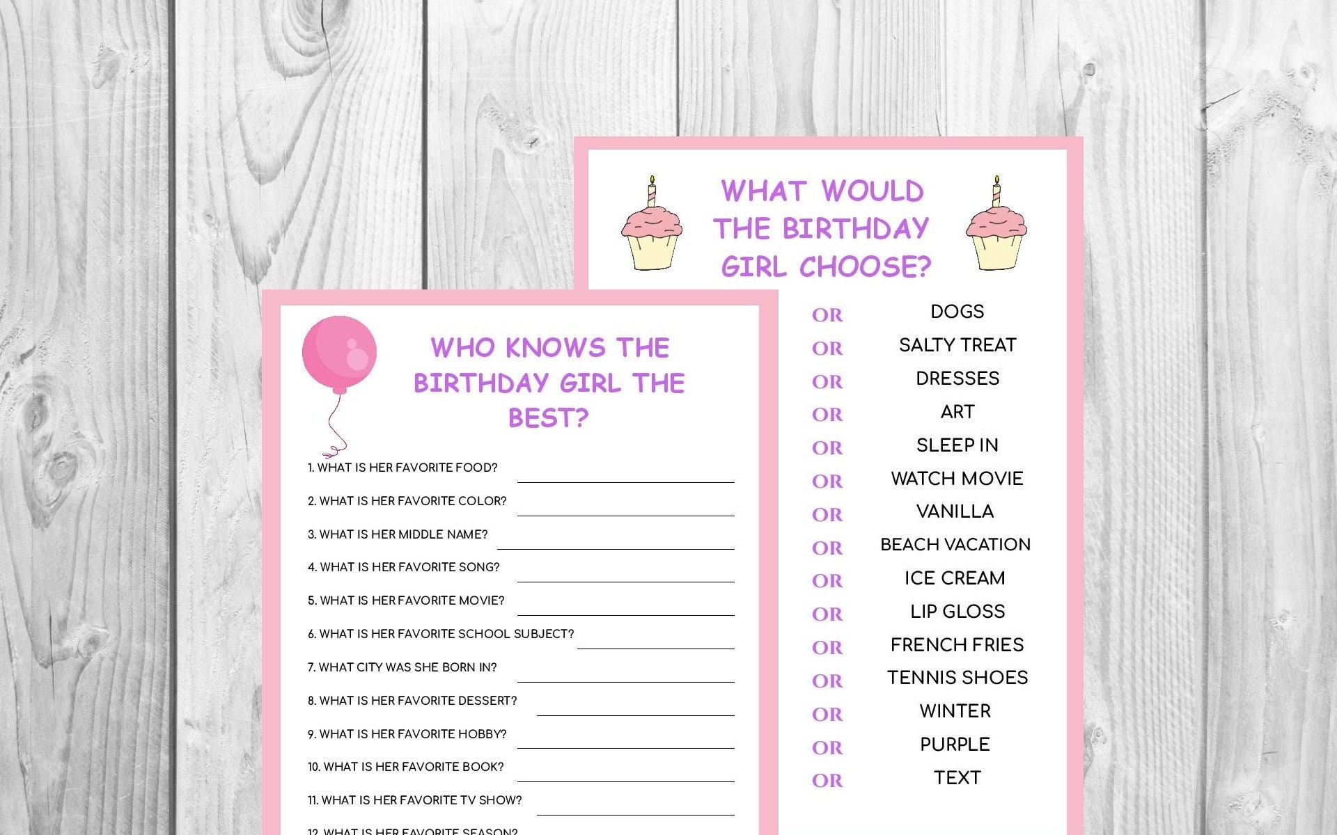 Cupcakes and Balloons Birthday Game Printable Who Knows the - Etsy Canada