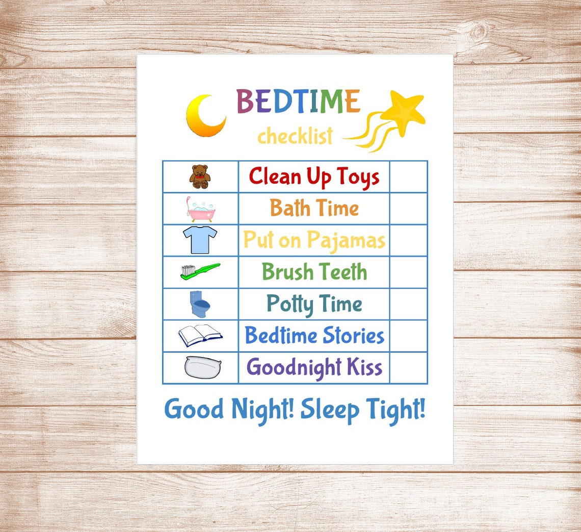 Kids Morning/bedtime Checklist Printable Chore Chart Kid | Etsy UK
