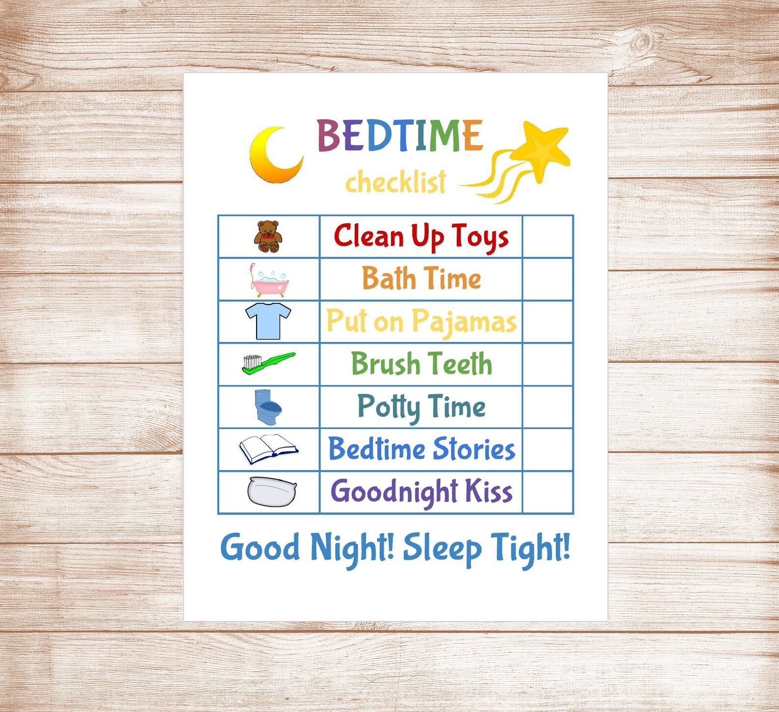 Kids Morning/bedtime Checklist Printable Chore Chart Kid - Etsy