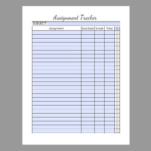 Assignment Tracker Printable Editable - Grade Tracker-pdf - Homework ...