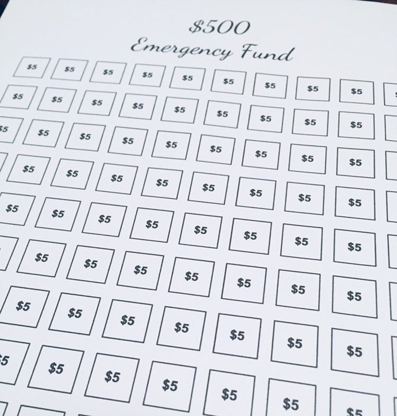 Emergency Fund Printable 1000 and 500 Savings Tracker - Etsy