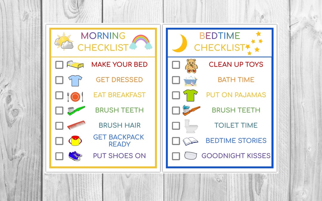 Kids Routine Morning/bedtime Editable Checklist Printable | Chore Chart ...