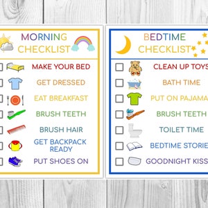 Kids Routine Morning/bedtime Editable Checklist Printable Chore Chart ...