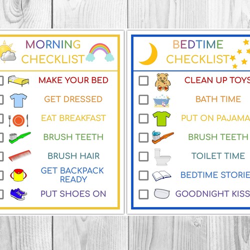 Kids Routine Morning/bedtime Editable Checklist Printable - Etsy