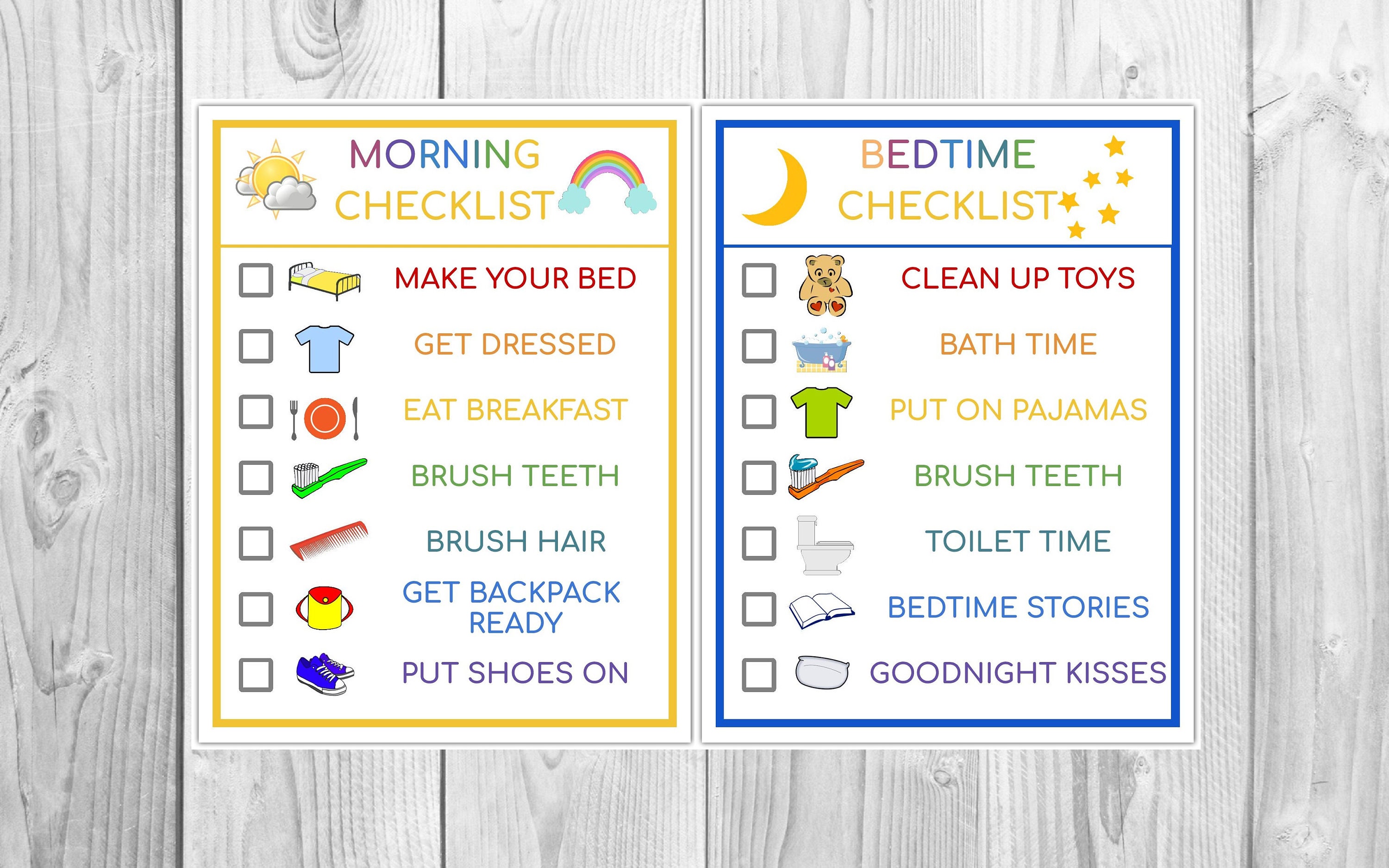 Kids Routine Morning/bedtime Editable Checklist Printable - Etsy