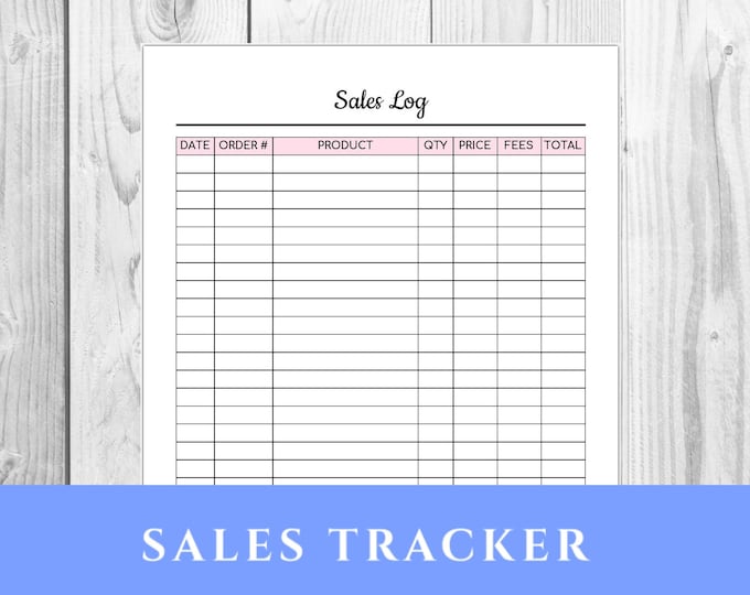 Sales Log Printable Sales Tracker Online Order Etsy - Etsy