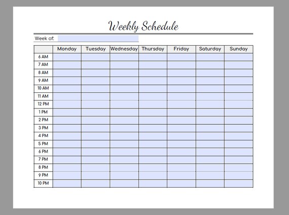 Weekly Schedule Template Pdf